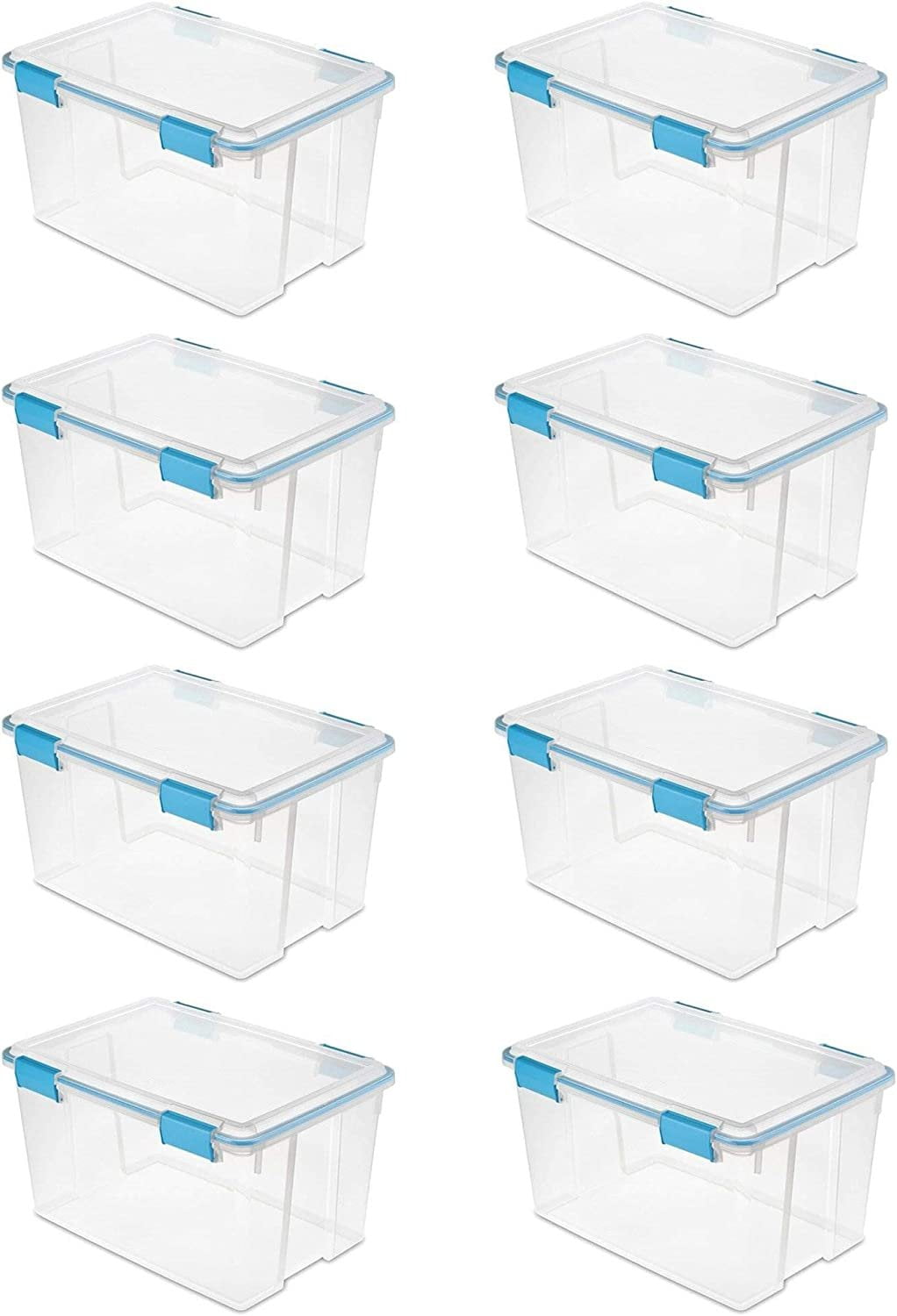 Sterilite 54 Quart Clear Storage Container with Gasket Lid and Blue ...