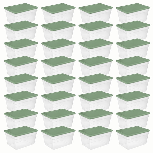 Sterilite 56 Quart Stackable Storage Container Tote, Crisp Green (32 ...