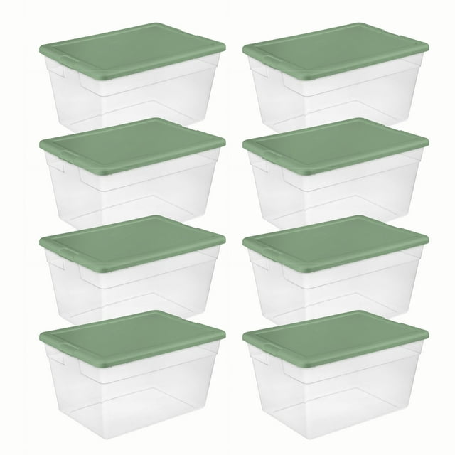 Sterilite 56 Quart Stackable Storage Container Tote, Crisp Green, 8 ...