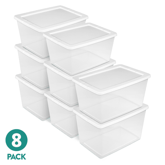 Sterilite 58 Quart Storage Box, Clear Plastic Storage Bin with Snap-on ...