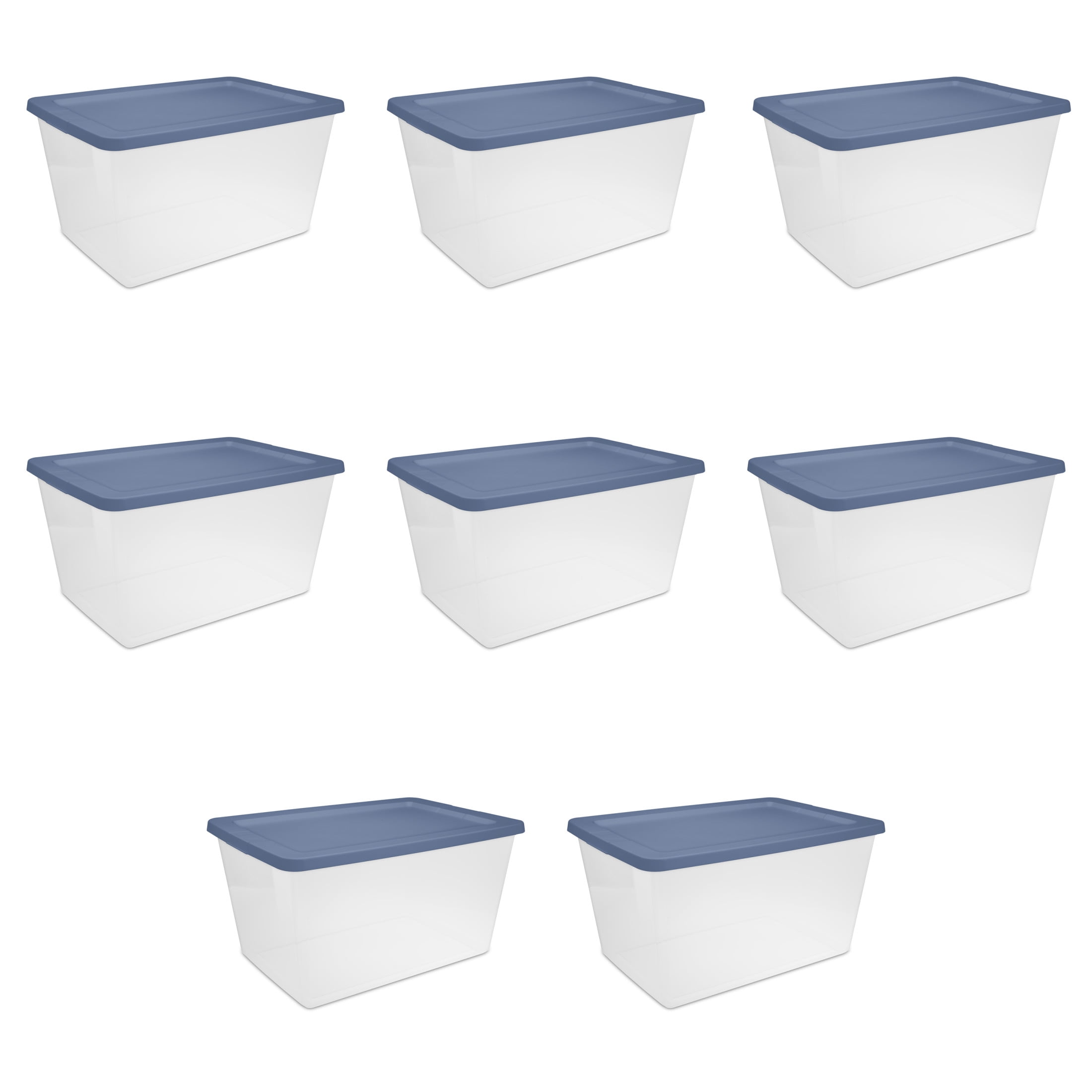 Sterilite 58 Qt. Storage Box Plastic Adult, Blue Moonlight, Set of 8 ...
