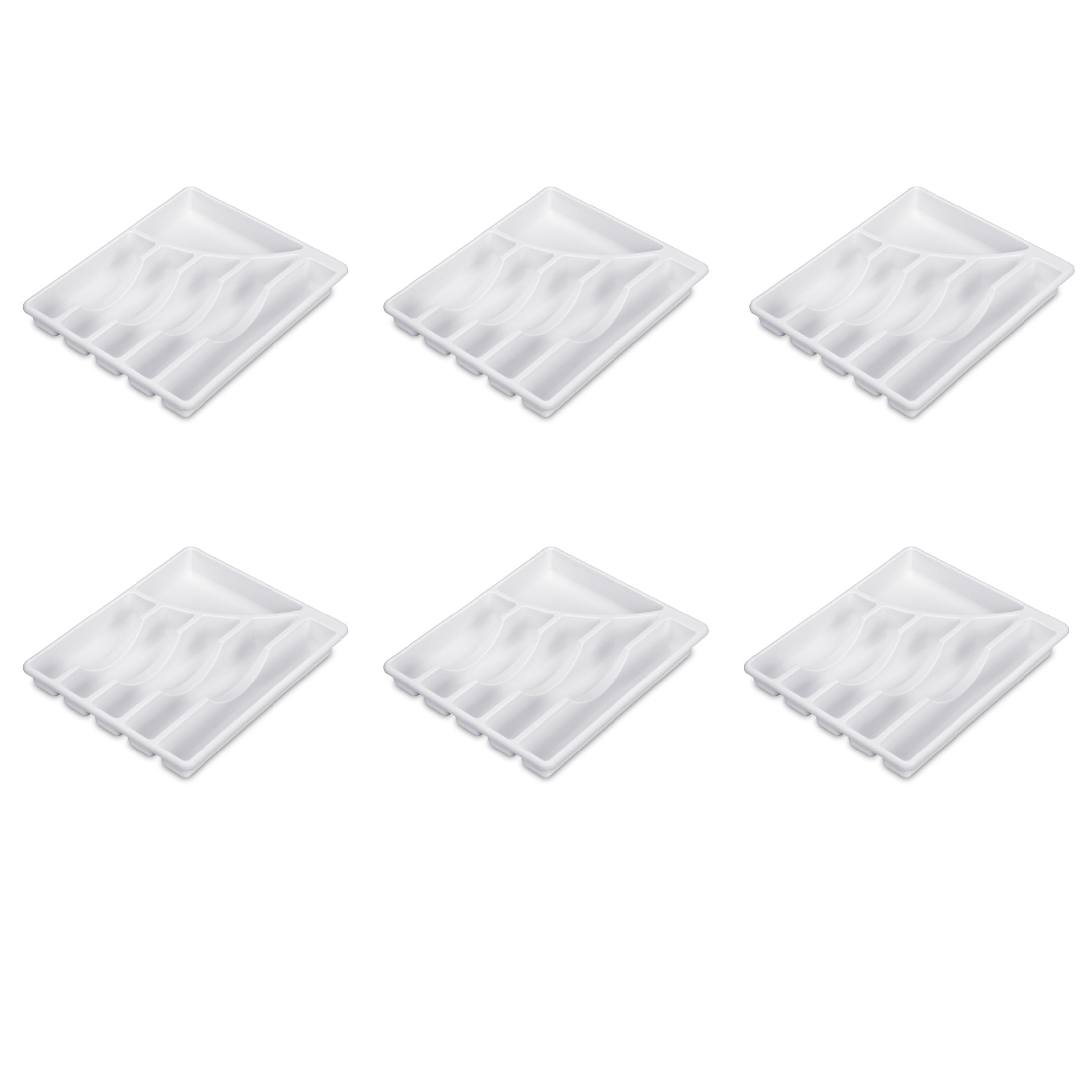 Sterilite 6 Compartment Plastic Cutlery Tray - Silverware Storage ...
