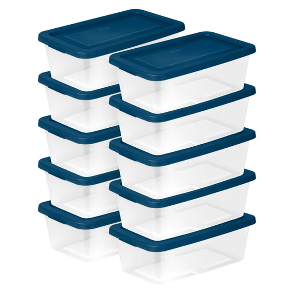 Sterilite 6 Qt Storage Boxes, Clear Plastic Containers with Snap Lids ...