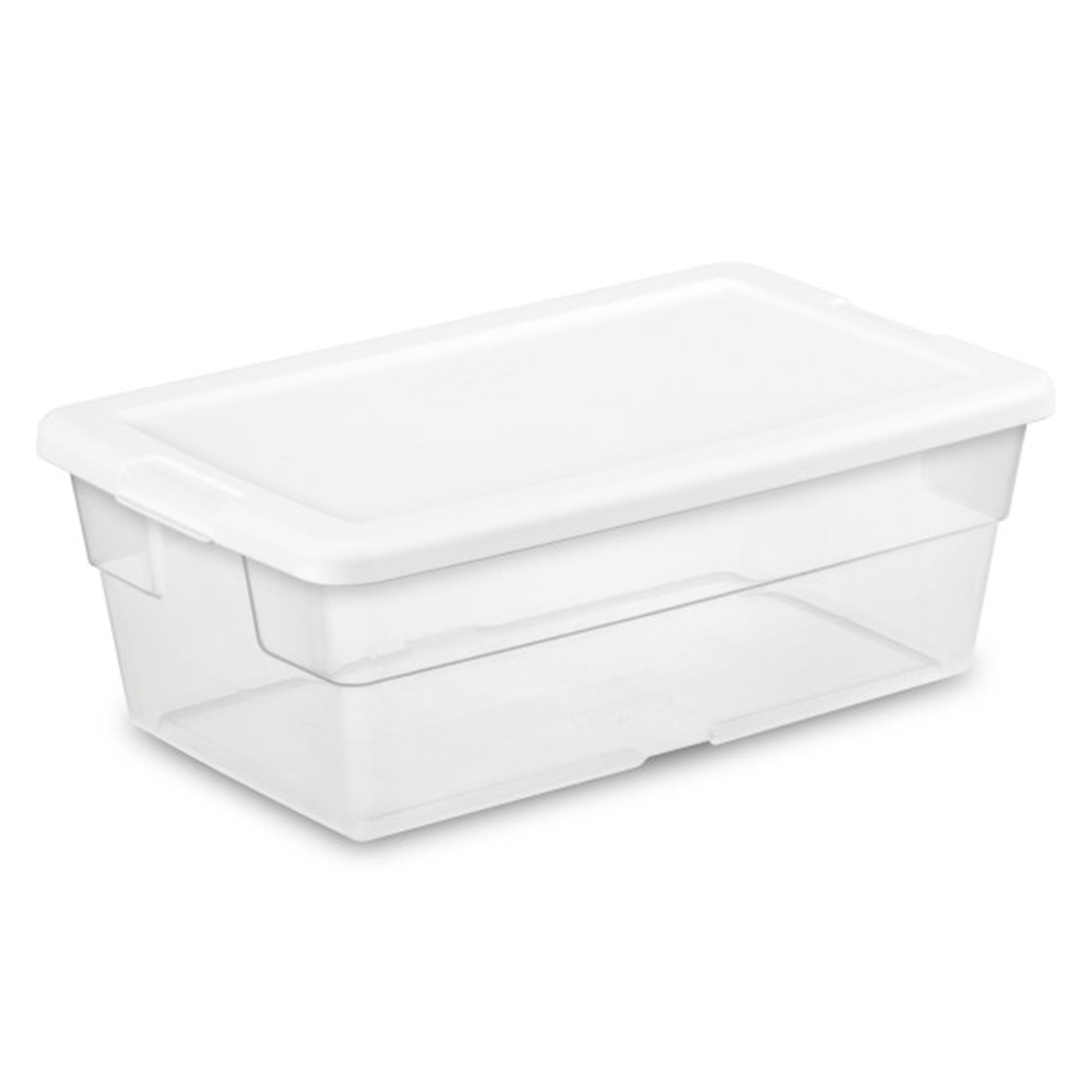 Sterilite 6 Quart Clear Stacking Storage Box with White Lid for Shoes ...