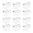 Sterilite 64 Quart Clear Plastic Stackable Storage Bin Totes with White ...