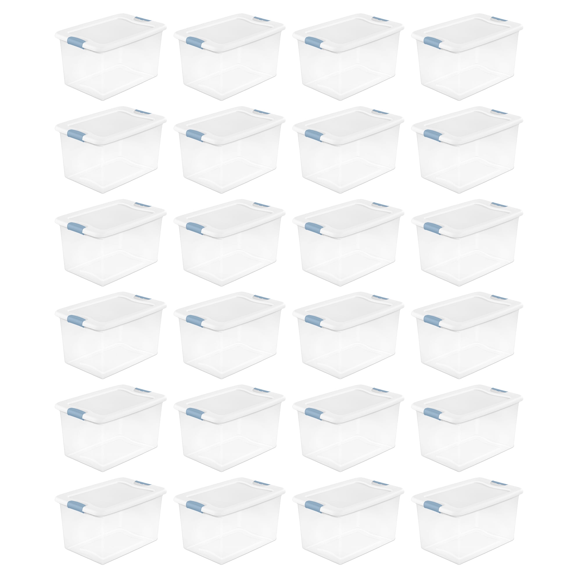 Sterilite 64 Quart Clear Stackable Storage Bin Totes with White Latch ...
