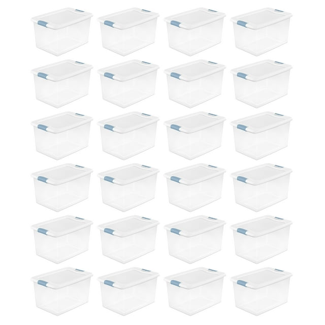 Sterilite 64 Quart Clear Stackable Storage Bin Totes with White Latch ...
