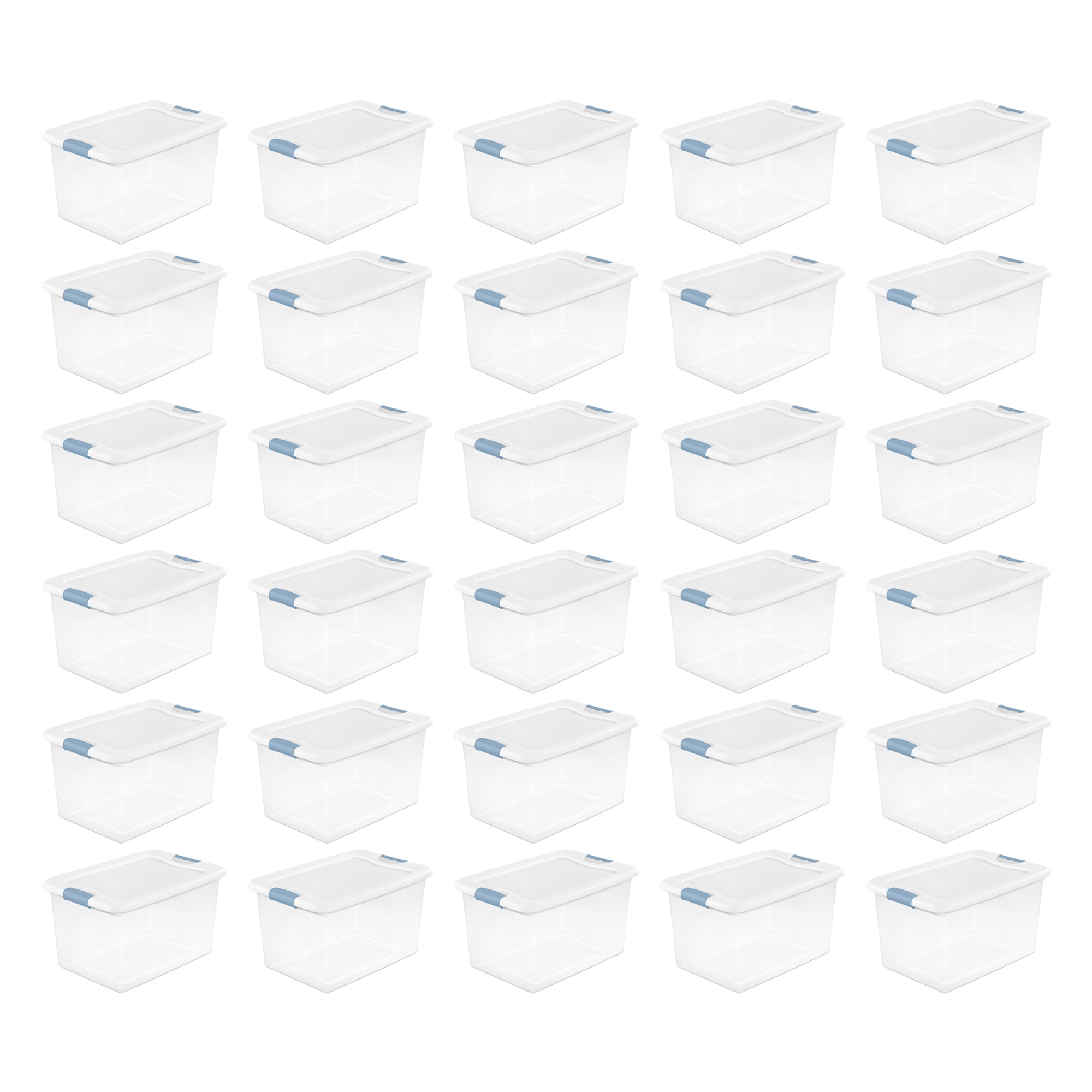 Sterilite 64 Quart Clear Plastic Stackable Storage Totes with White ...