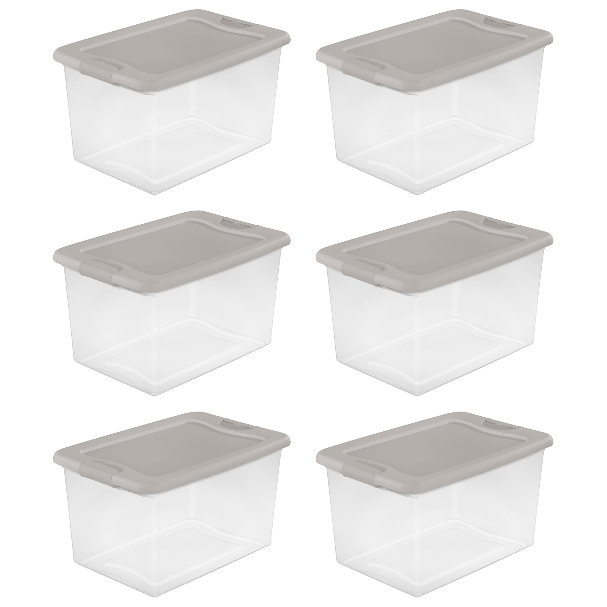 Sterilite 64-Quart Latching Storage Container Box, Grey Pumice (6 Pack ...