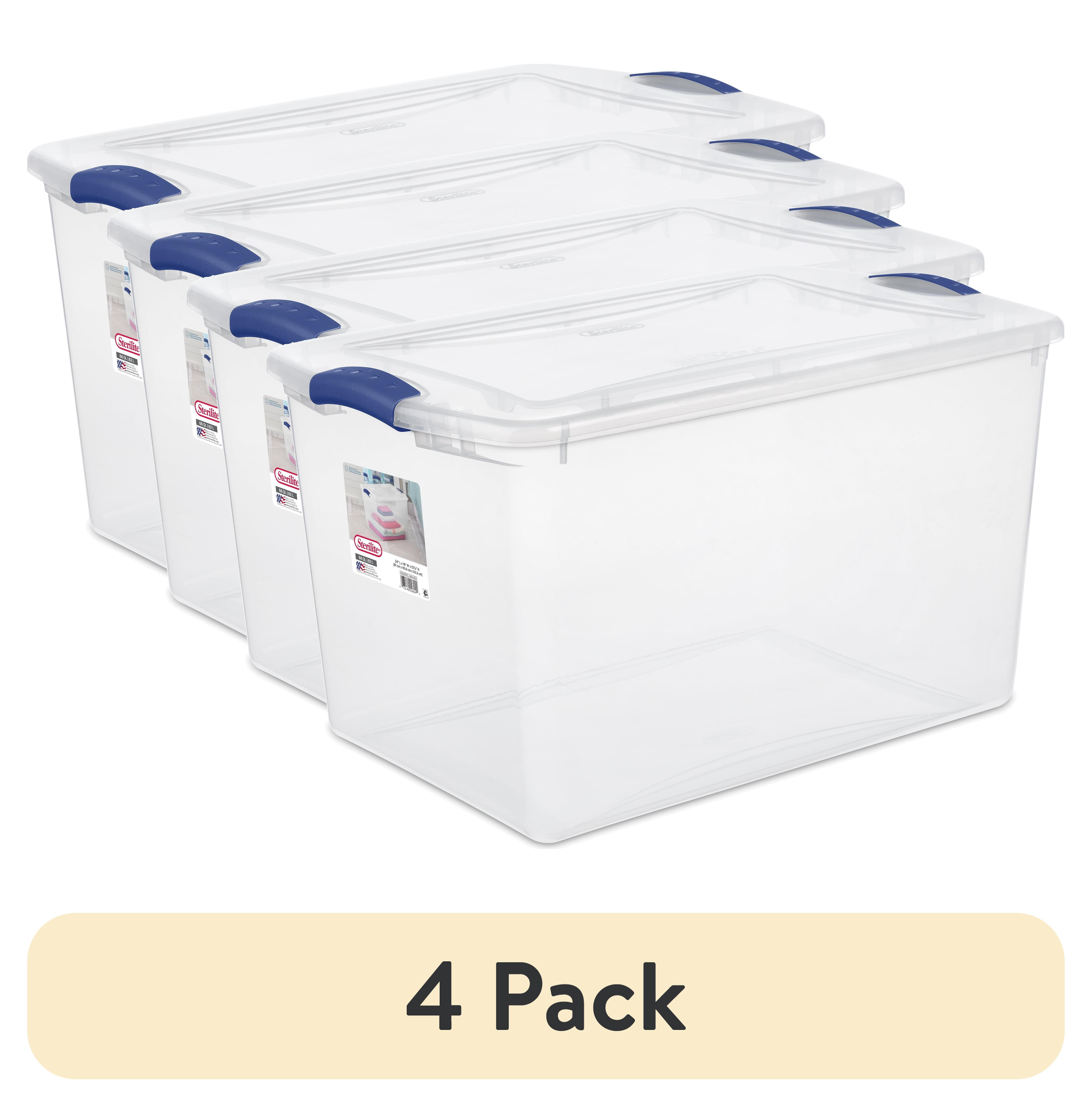 (4 pack) Sterilite 66 Qt. Latch Box Plastic, Stadium Blue - Walmart.com
