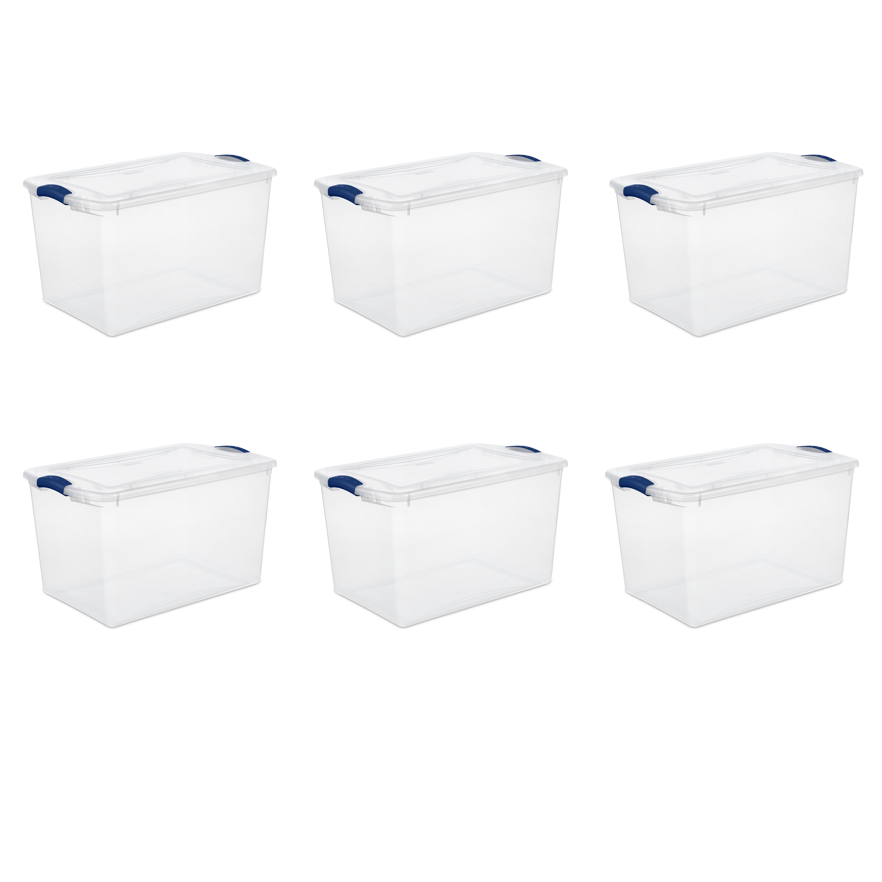 Sterilite 66 Qt. Latch Box Storage Bins, Plastic, Stadium Blue, Set of ...