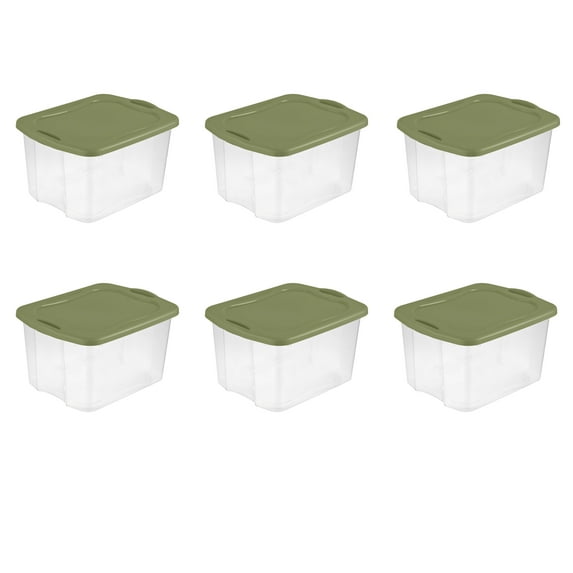 Sterilite 70 Qt. EZ Carry Bins, Clear/Sage Legume Storage Containers ...