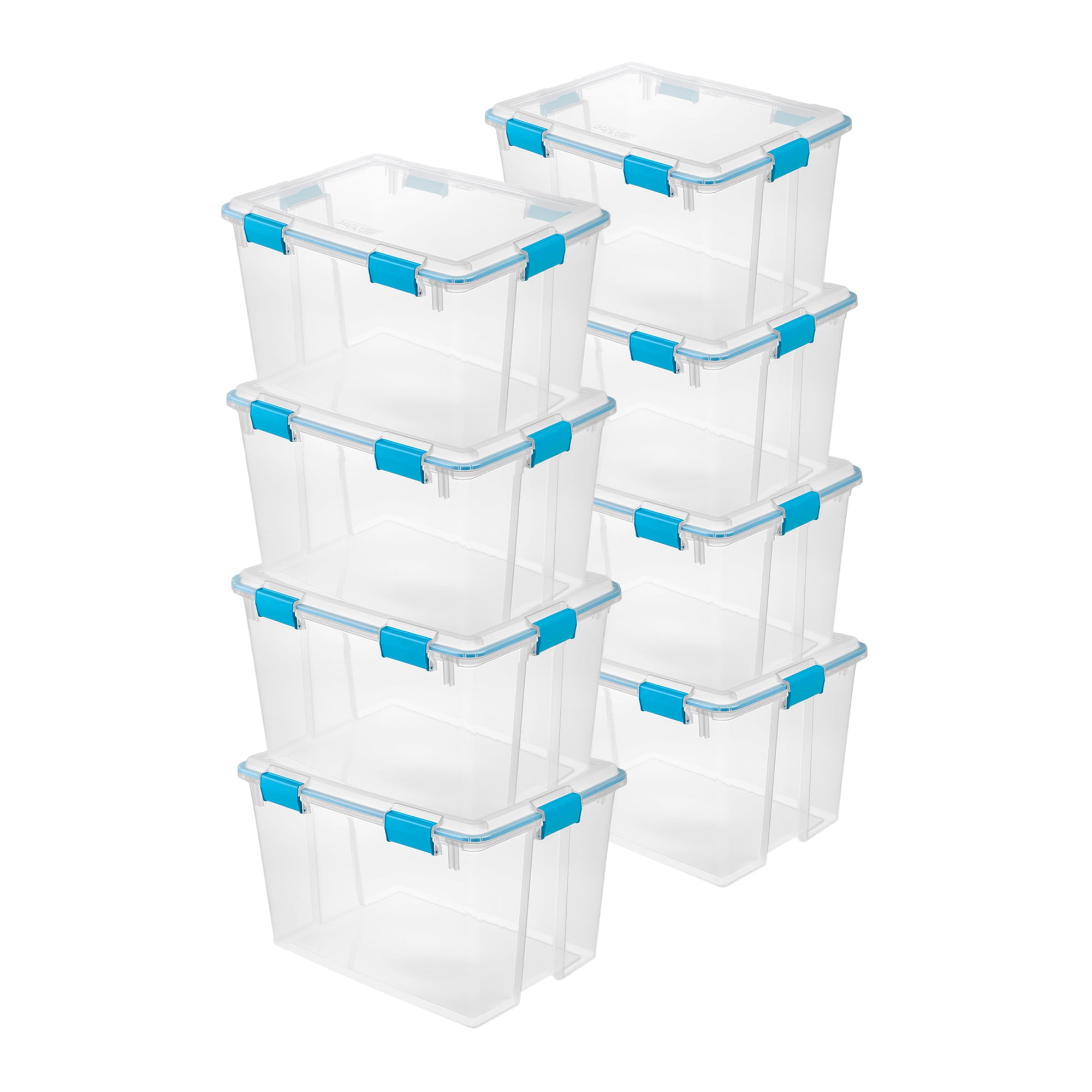 Sterilite 80 Quart Clear Gasket Storage Containers with Latch Lids, 8 ...