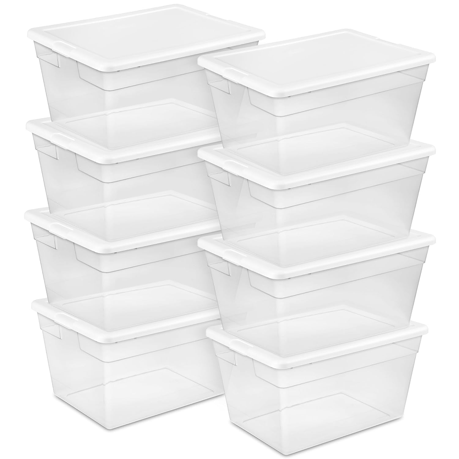 Sterilite 8Pack Storage Box Stackable Clear Plastic Bins with SnapOn ...