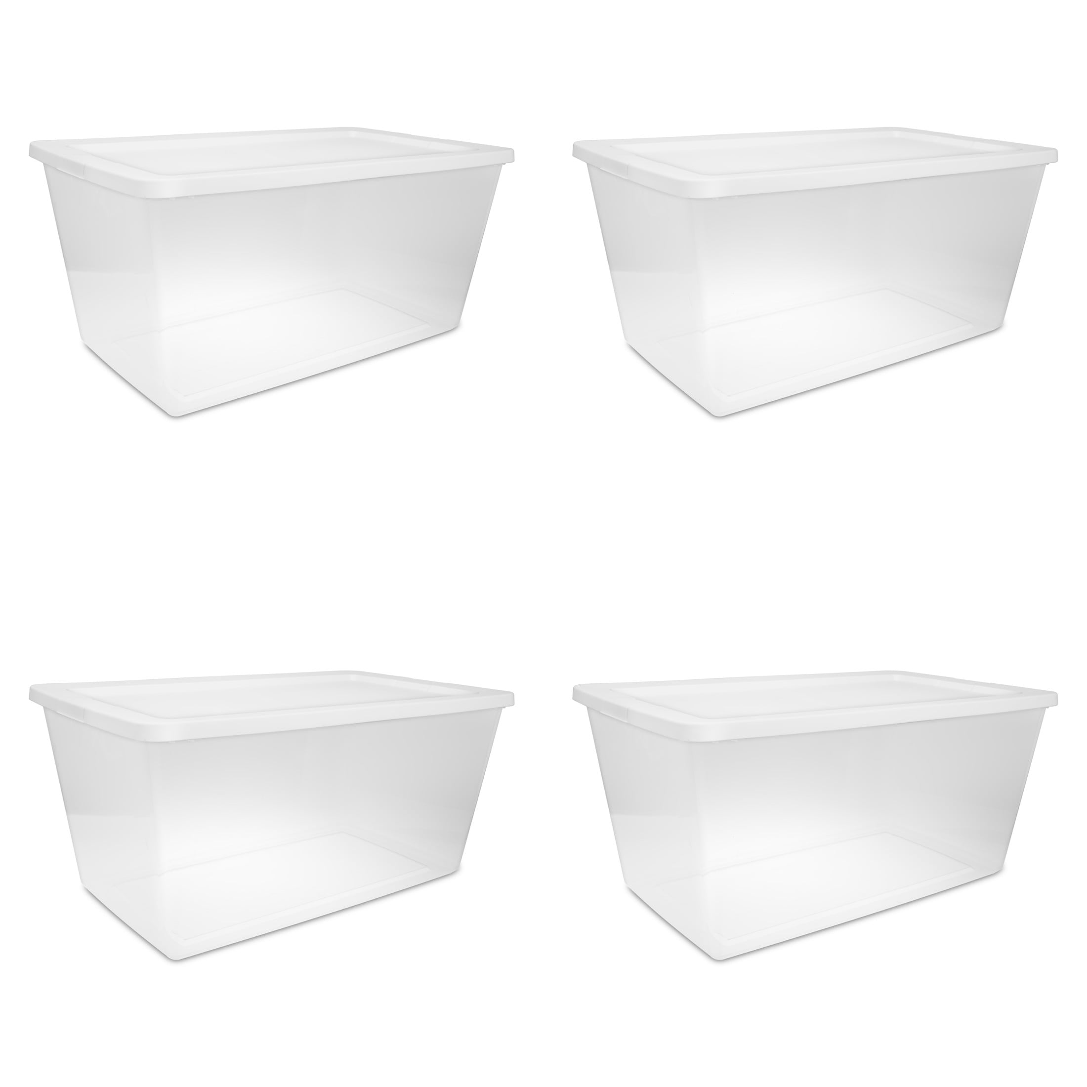 Sterilite 90 Quart Storage Box, Clear Plastic Storage Bin with Snap-on ...