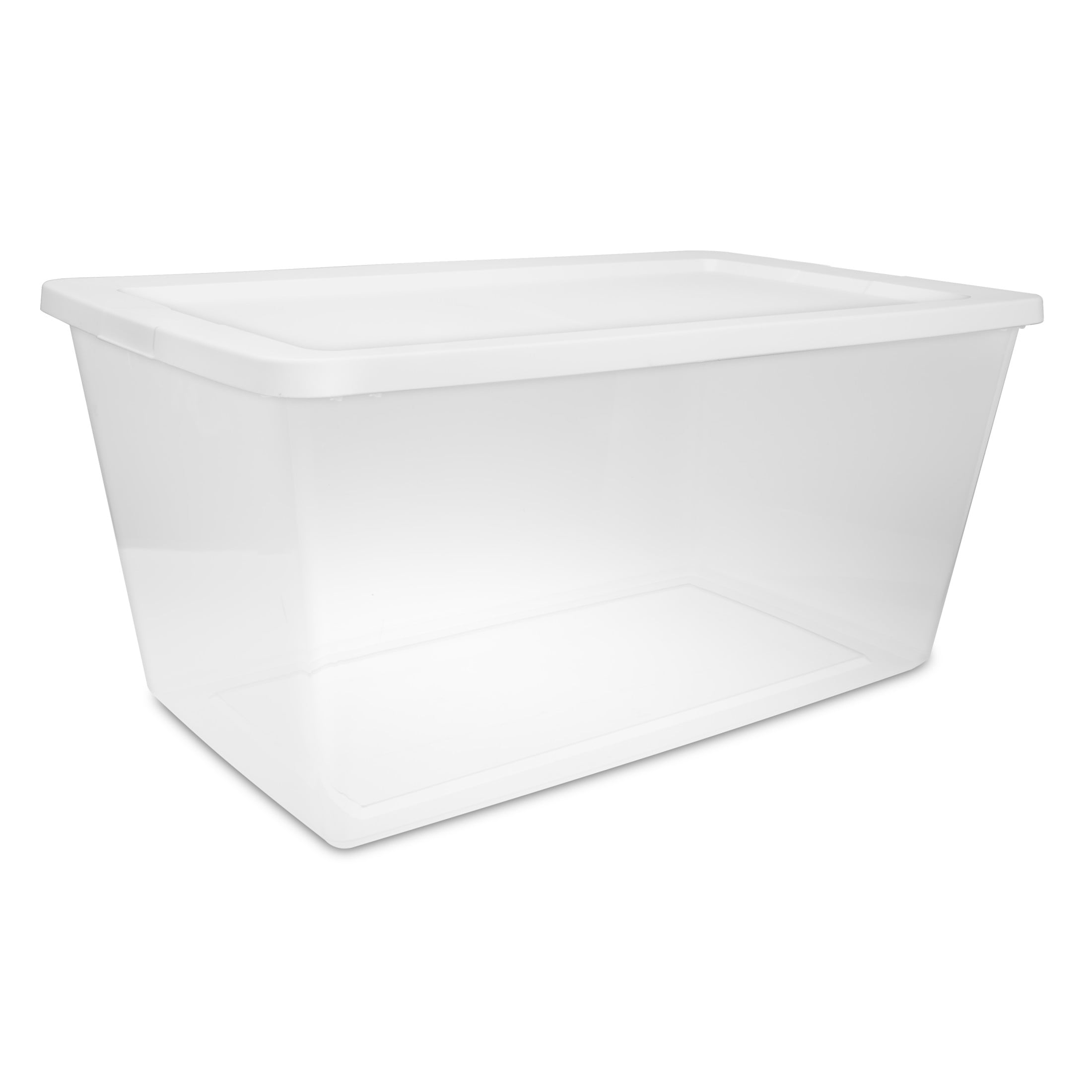 Sterilite 90 Quart Storage Box, Clear Plastic Storage Bin with Snap-on ...