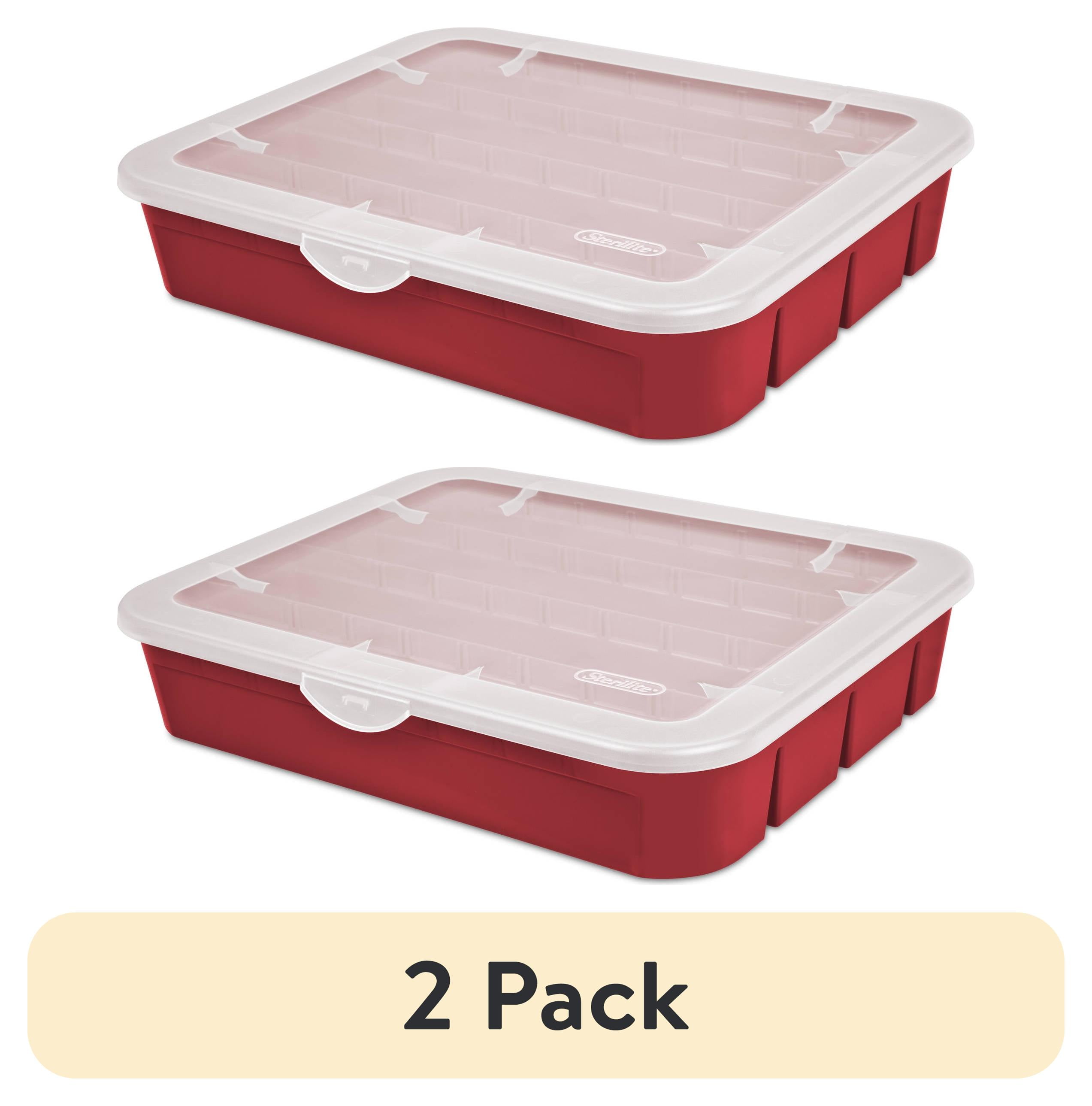 (2 pack) Sterilite Adjustable Christmas Ornament Storage Container, Red ...