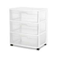Sterilite 3 Drawer Storage Cart, Plastic Rolling Organizer with Wheels ...
