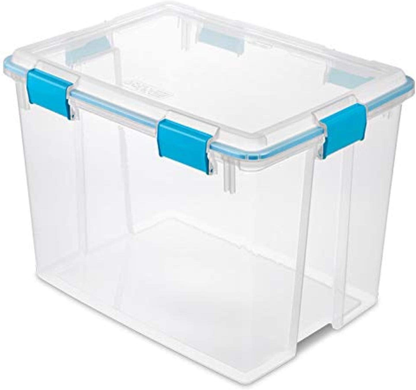 Sterilite Clear Gasket Box with Blue Latches, 4 Piece Plastic Storage ...