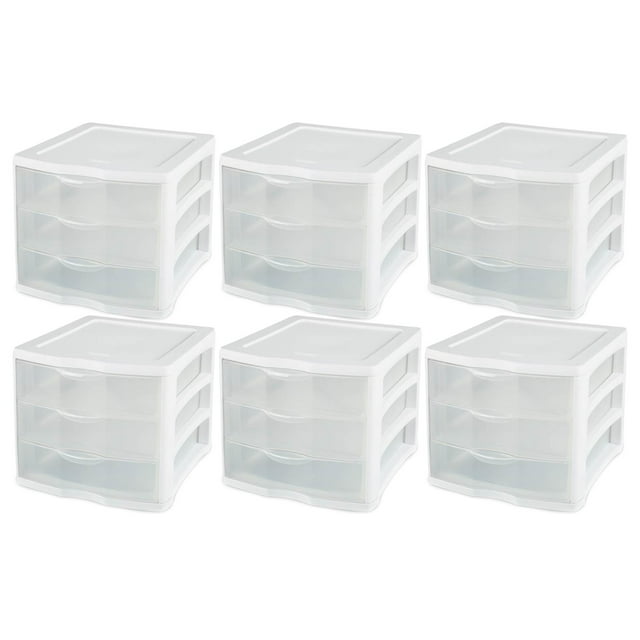 Sterilite Clear Plastic Three-Drawer Stackable Organizers, Small ...