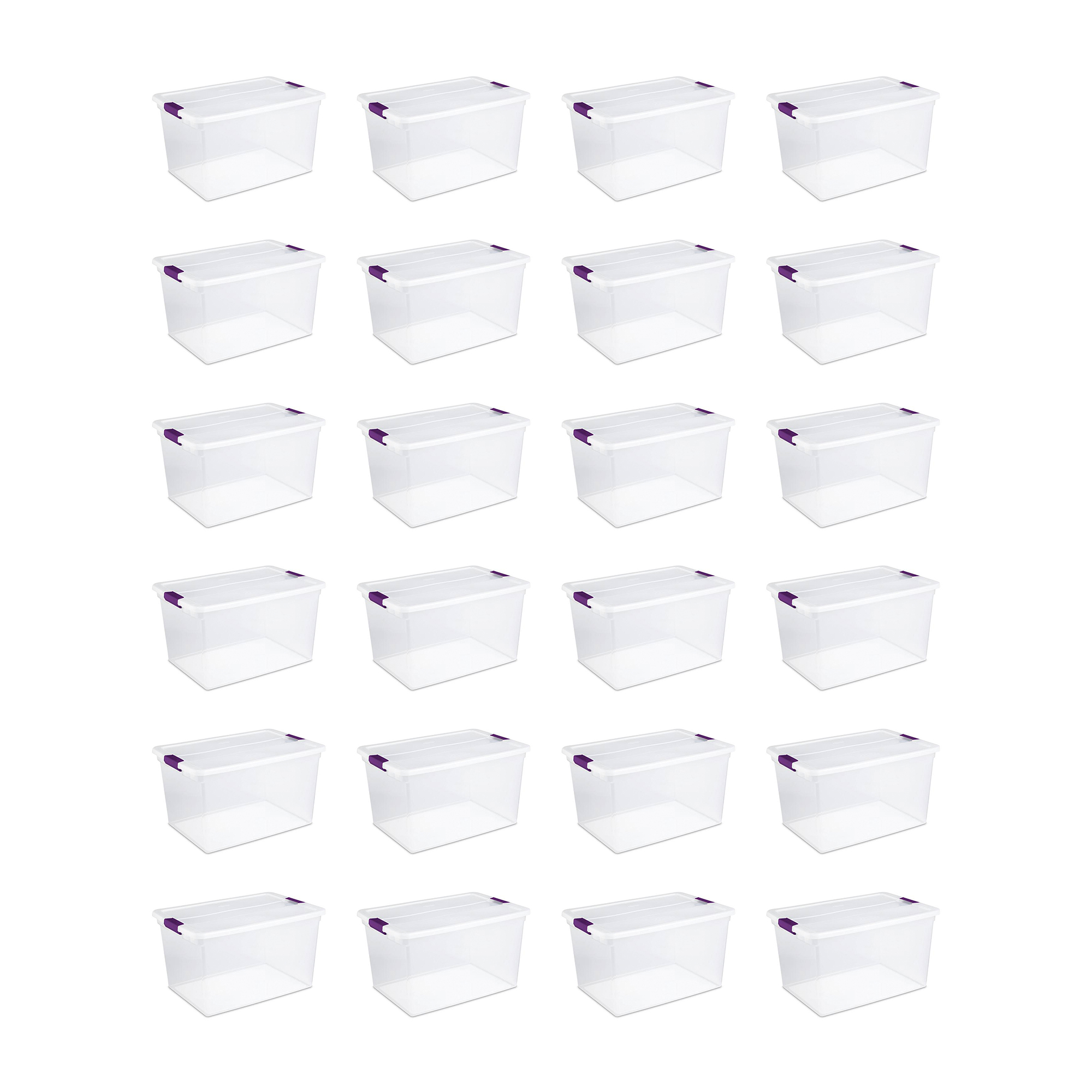 Sterilite ClearView 66 Quart Stacking Storage Tote w/ Latch Lid, 24 ...