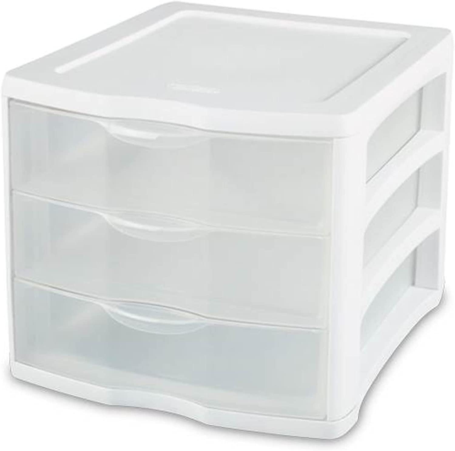 Sterilite ClearView Compact Stacking 3 Drawer Storage Organizer System for Crafting Supplies ...
