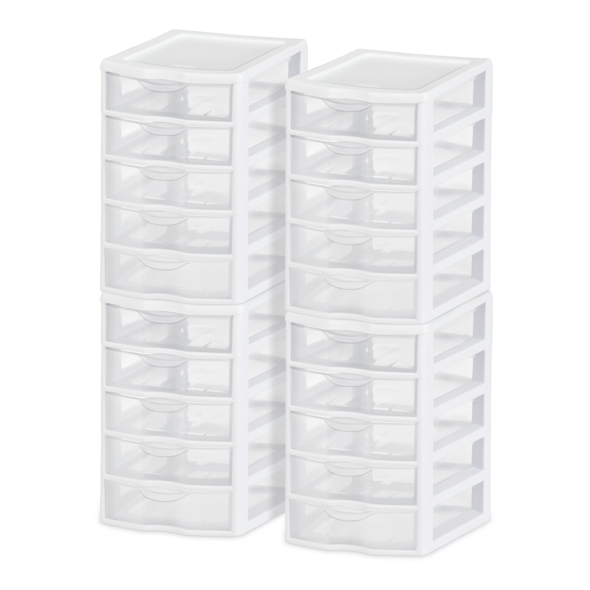 Sterilite Clearview Modular Organizer Unit, Small Plastic 5-Drawer ...