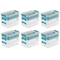 Sterilite Convenient Home 3-Tiered Stack Carry Storage Box, Clear (6 ...