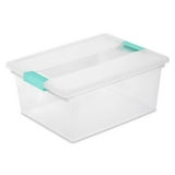 Sterilite Clear Plastic Deep Storage Box with Aqua Latch & Handle ...