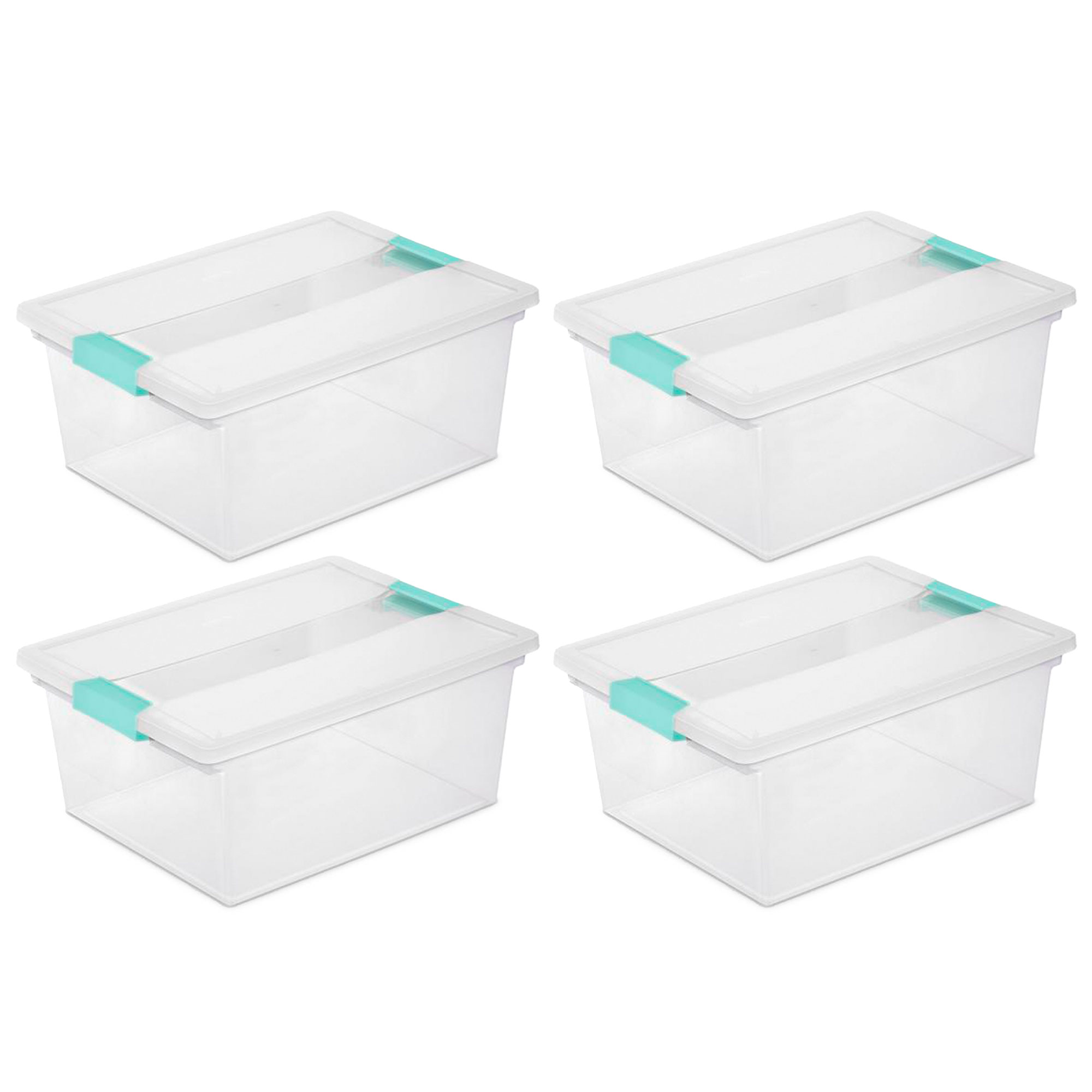 Sterilite 64 Quart Clear Plastic Storage Bin with White Latch Lid, (6 ...