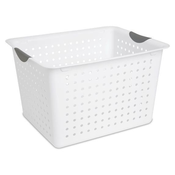 Sterilite Deep Ultra™ Stackable Storage Basket, Plastic, White ...