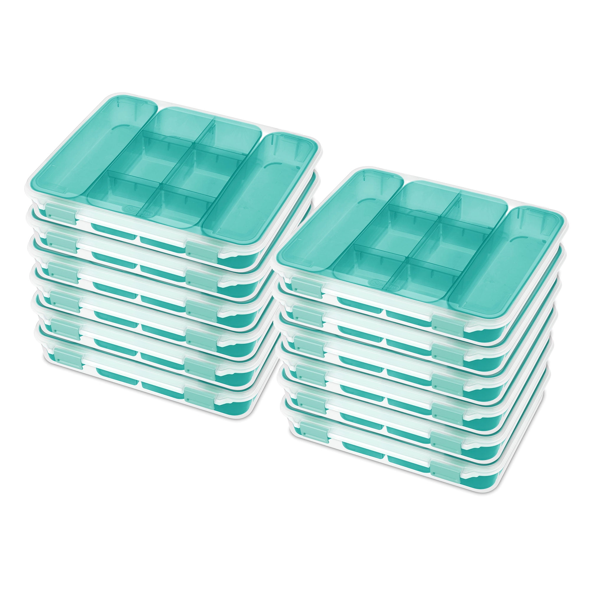 Sterilite Divided Case Stackable Plastic Small Storage Lidded Container ...