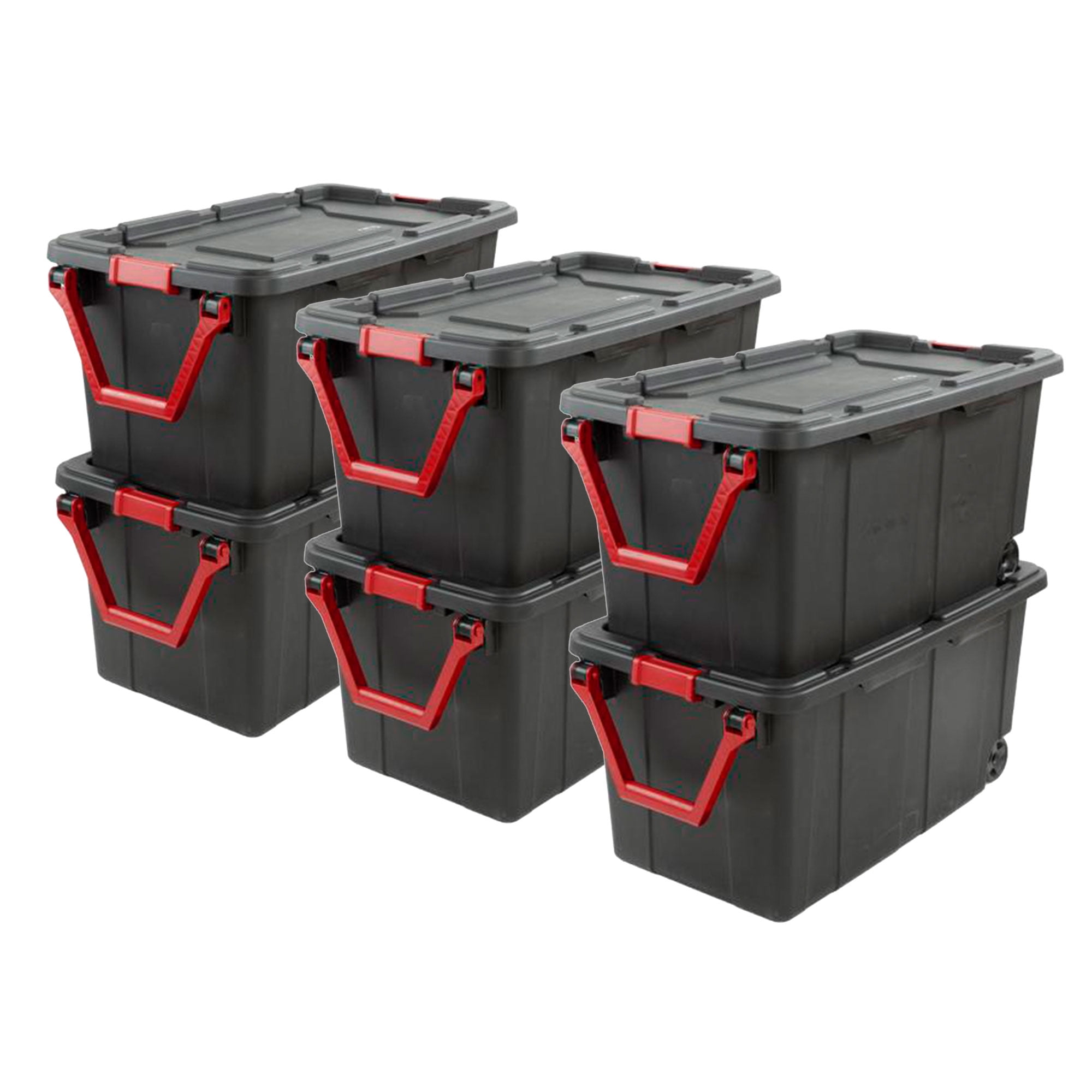 Sterilite Durable 40 Gallon Wheeled Industrial Storage Tote, Black (6 ...