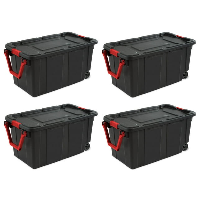 Sterilite Large 40 Gallon Wheeled Industrial Plastic Storage Tote with ...