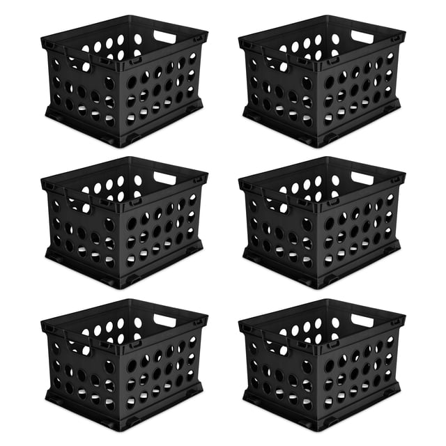 Sterilite Stackable Office Storage File Crate, Plastic, Black, Set of 6 ...