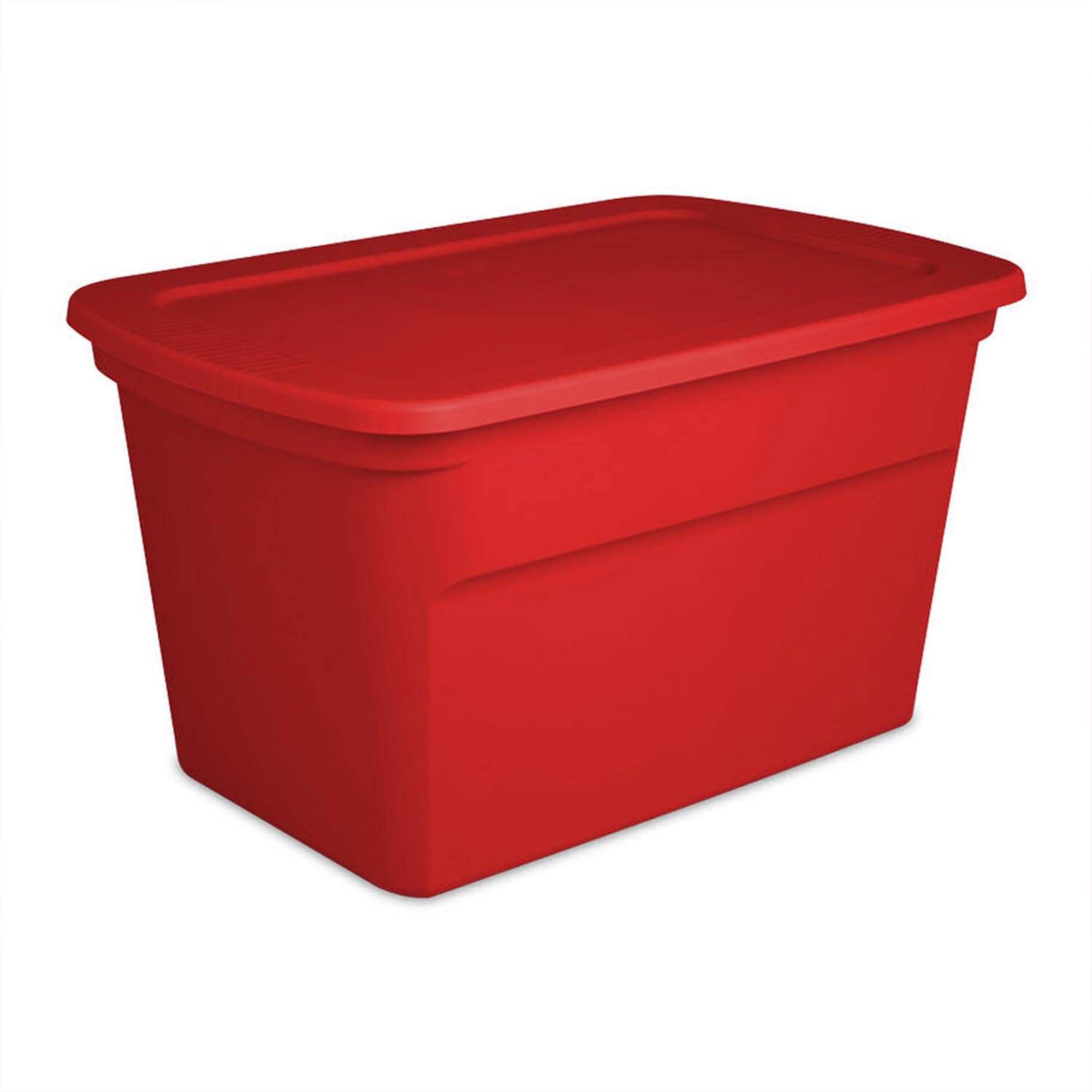 Sterilite Heavy Duty 30 Gallon Stacking Seasonal Storage Tote, Red (12 ...