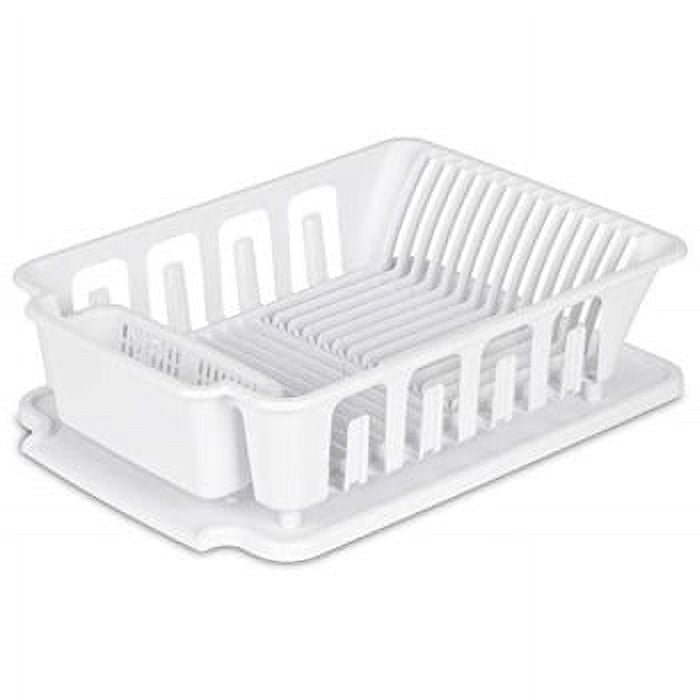 Sterilite Heavy Duty 2 Pc Sink Set, Hard Plastic Dish Rack with Drainer ...