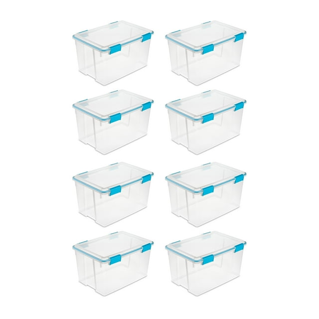 Sterilite 32 Qt Plastic Bins, Large Storage Tote with Latching Lids (8 ...