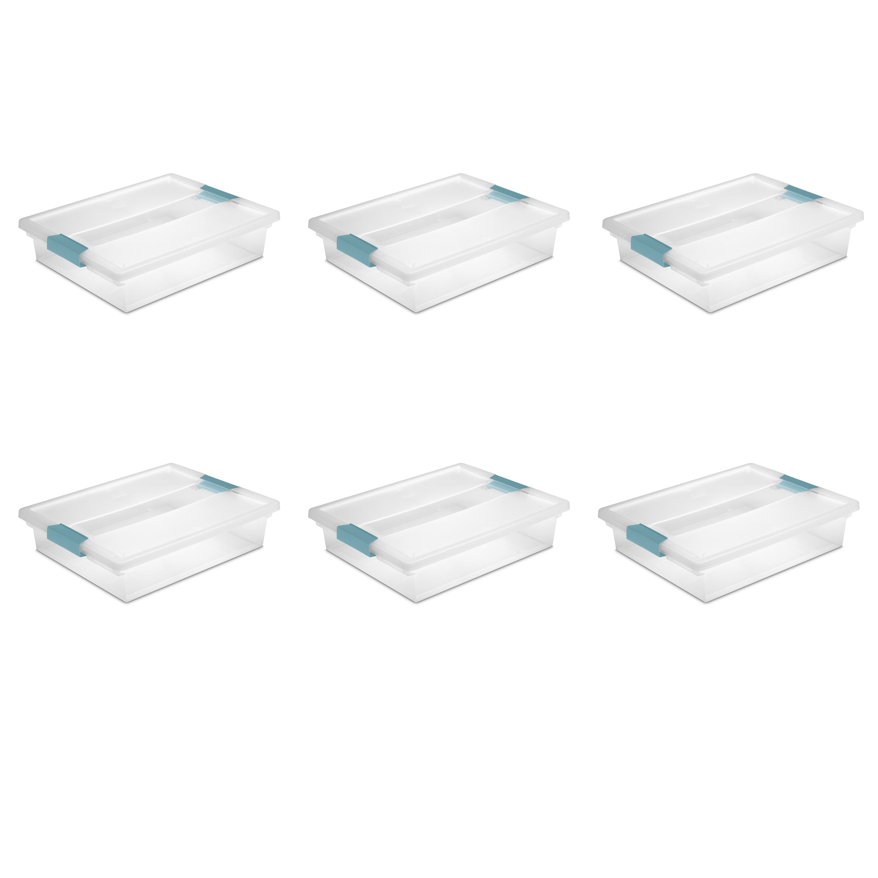 Sterilite Large Clip Box Plastic, Aqua Haze, Set of 6 - Walmart.com