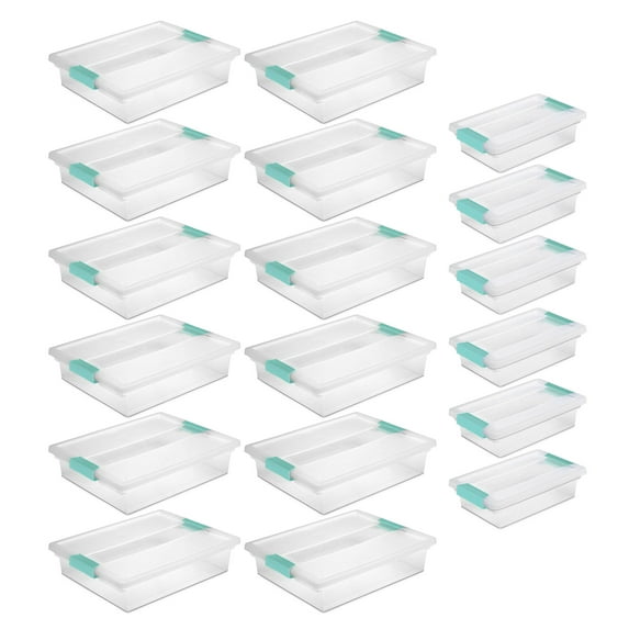 Sterilite Stackable Plastic Container Bins, Large Clip Box 12 Pack ...