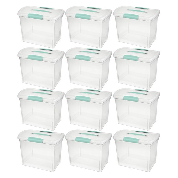 Sterilite Large Nesting ShowOffs Clear File Box w/ Handle, (12 Pack ...