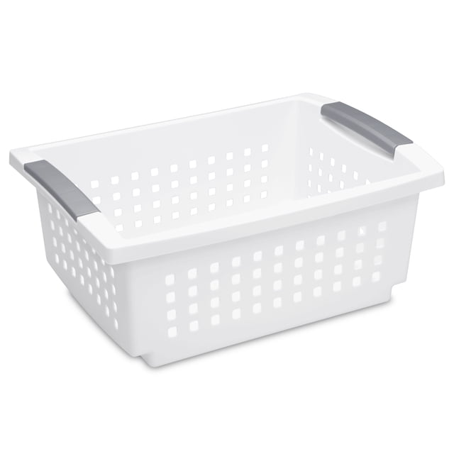 Sterilite Medium Stacking Basket, Open Plastic Bin, Space Saving ...