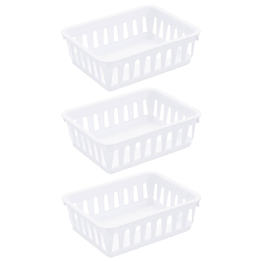 Sterilite Mini Storage Tray Bin Basket Plastic White, 3-Pack - Walmart.com