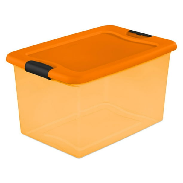 Sterilite Orange 64 Qt Latching Plastic Storage Box Container Tote, 6 ...