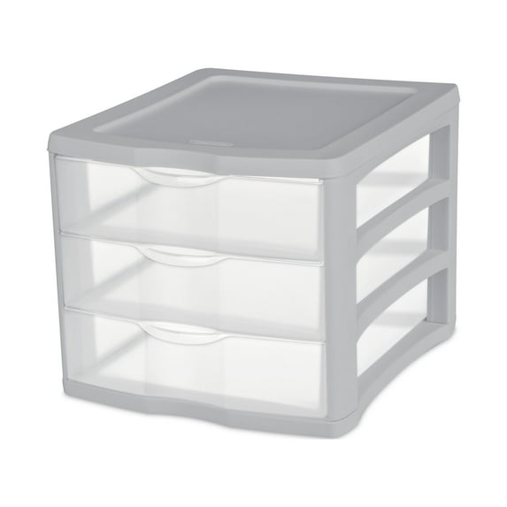 Sterilite 3 Drawer Unit Cement - Multi-Purpose Clear Storage Organizer ...