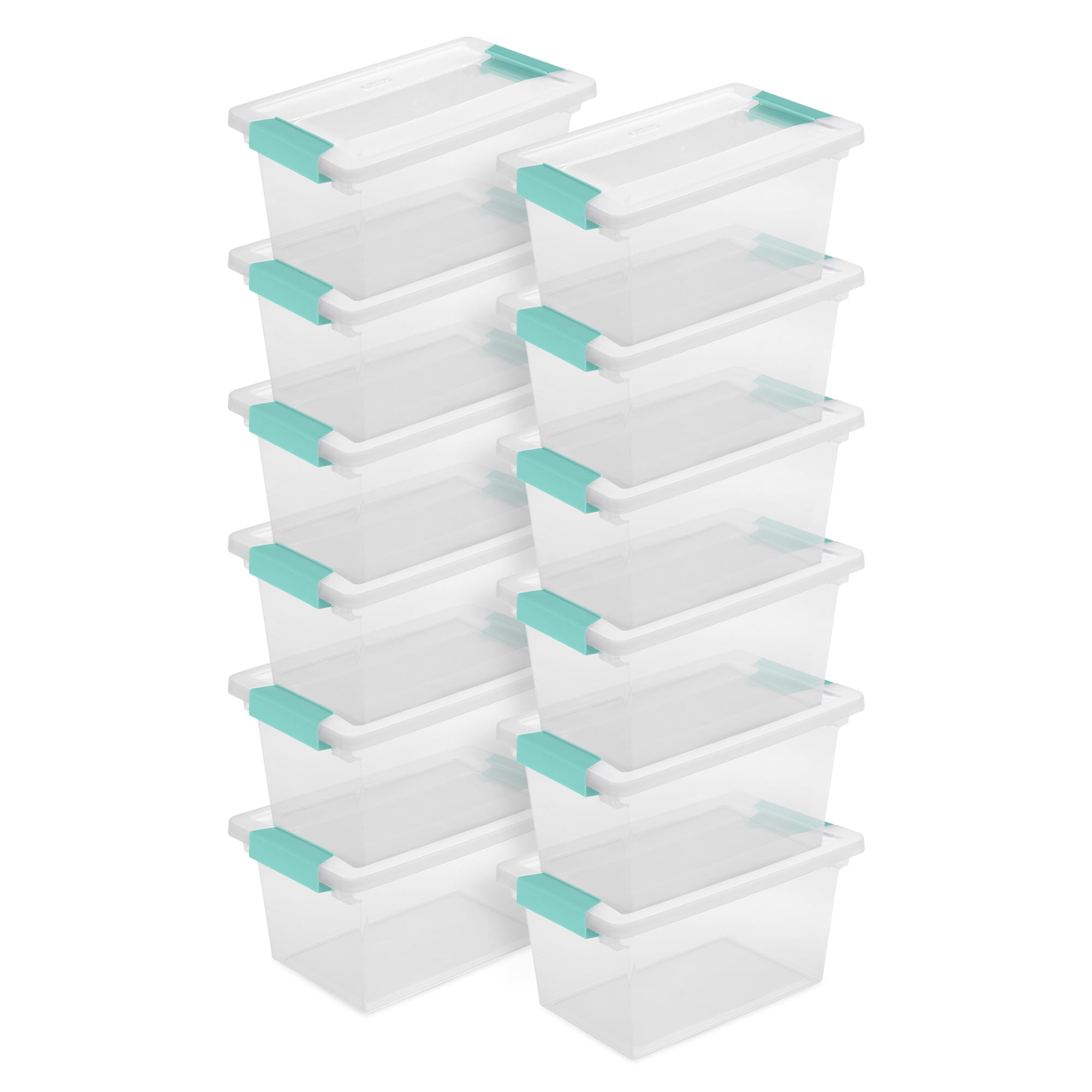 Sterilite Medium Snap Bin, 12 Pack Plastic Clip Storage Container with ...
