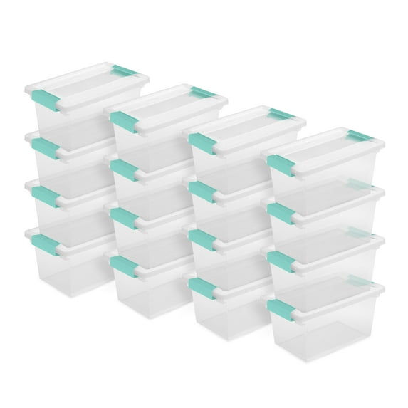 Sterilite Medium Snap Bin Plastic Clip Storage Box with Latching Lid ...