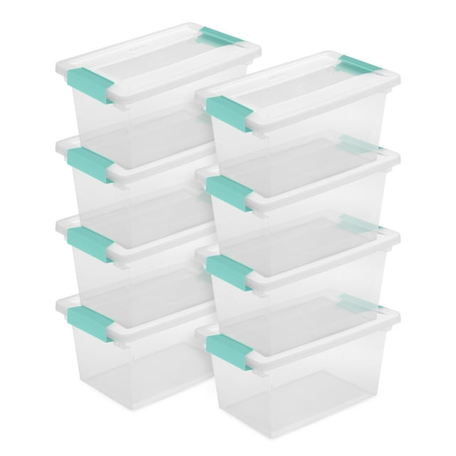 Sterilite Medium Clip Storage Box with Secure Snap Latch Lid, Pack of 8 ...