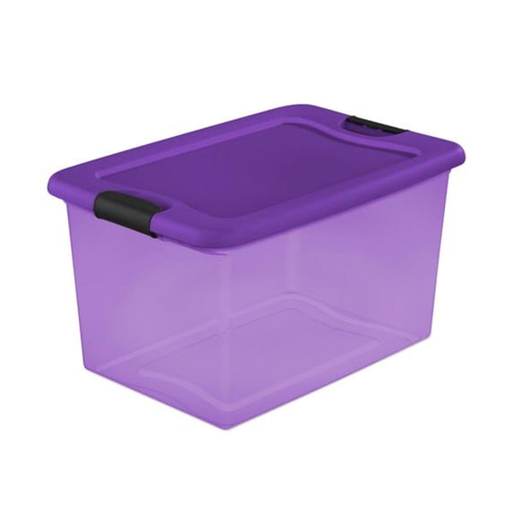 Sterilite Purple 64 Qt Latching Plastic Storage Box Container Tote (6 ...