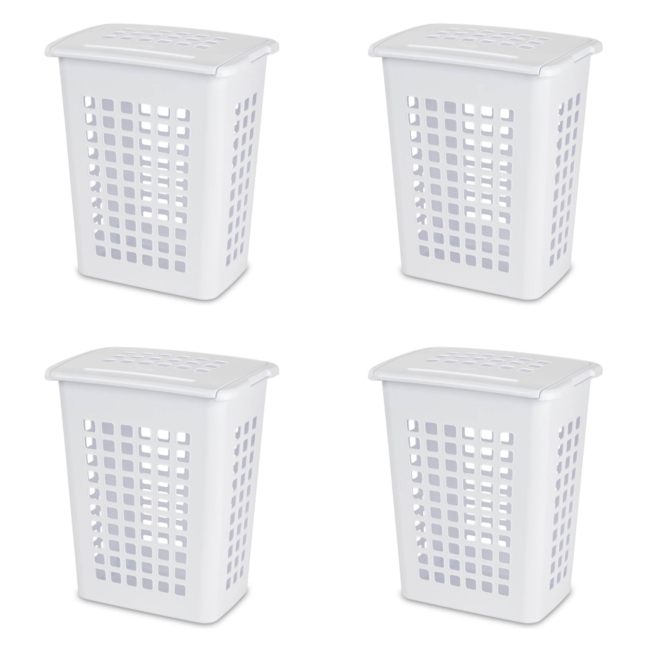 Sterilite Rectangular LiftTop Laundry Hamper Plastic Adult, White, Set ...
